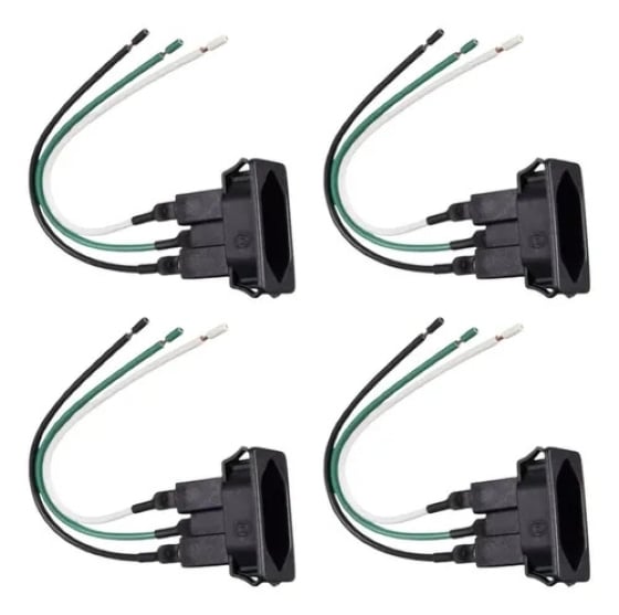 Kit 4x Tomada Margirius c/ Rabicho 2 Polos + Terra 10A na Cor Preta ...
